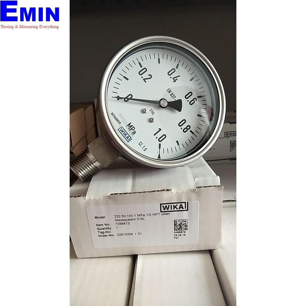 WIKA 232.50 (0;1 Mpa 1/2"NPT, LM) Pressure Gauges | EMIN.COM.MM