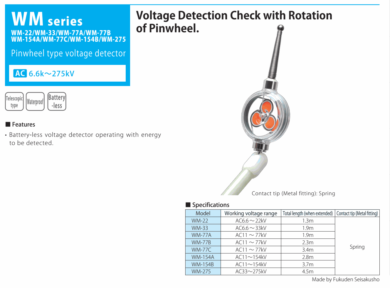 HASEGAWA WM-154B Pinwheel Type Voltage Detector (AC11～154kV) | EMIN.COM.MM