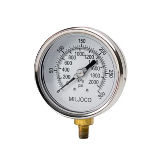 Miljoco P4098LY005 Pressure Gauge (30" Hg-0-100 psi & kPa; 0.01; 1/4" NPT) | EMIN.COM.MM