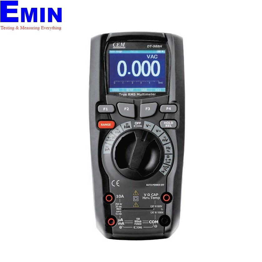 CEM DT-988H Heavy Duty True RMS Industrial Multimeter with TFT color LCD display (True RMS ...