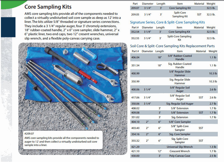 AMS 209.07 3 1/4" Soil Core Sampling Mini Kit | EMIN.COM.MM