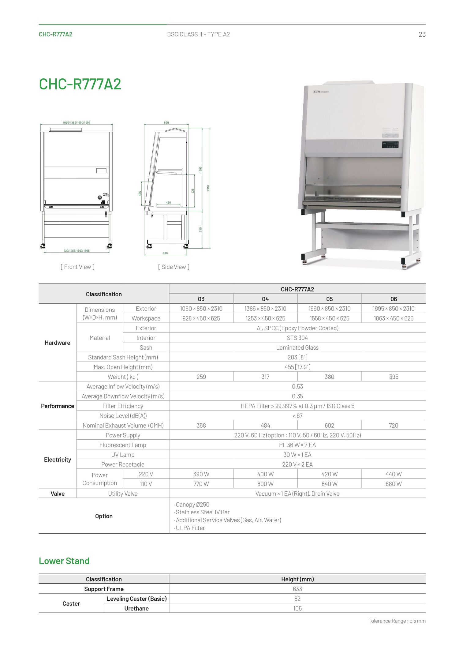 CHC Biotech CHC-R777A2-05 Biological Safety Cabinet Class Ⅱ (1690 x 850 x 2310mm) | EMIN.COM.MM