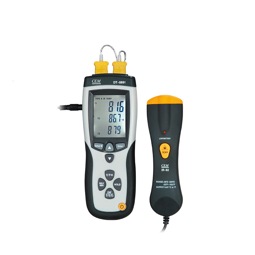 CEM DT-8891 Thermocouple Thermometer (Type K, Dual inputs) | EMIN.COM.MM