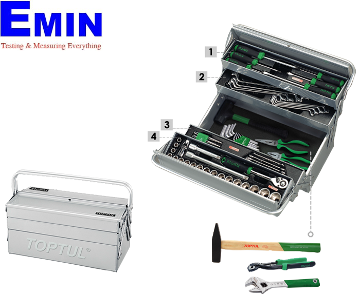 TOPTUL GCAZ0003 Tool Chest Set Satin Chrome (65 pcs) | EMIN.COM.MM