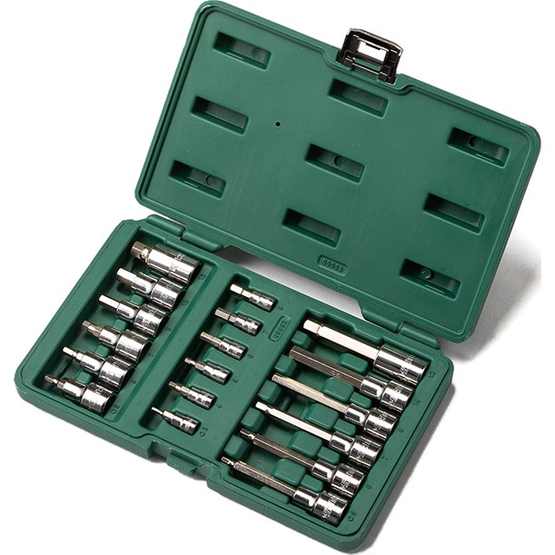 SATA 09053 18PC. 1/4inch & 1/2inch DR. HEX BIT SOCKET SET (METRIC ...