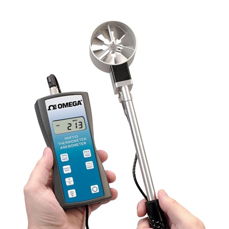 OMEGA HHF143B Precision Handheld Rotating Metal Vane Thermo-Anemometer ...