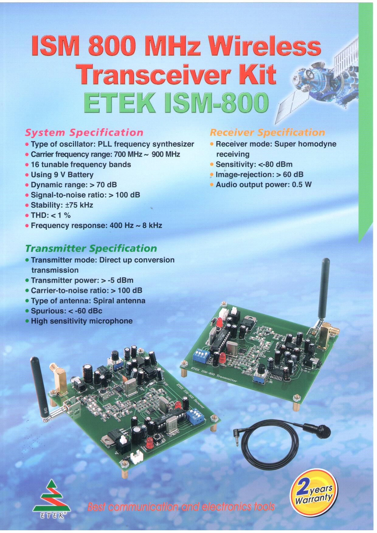 ETEK ISM-800 Wireless Transceiver Kit (400 Hz ~ 8 kHz) | EMIN.COM.MM